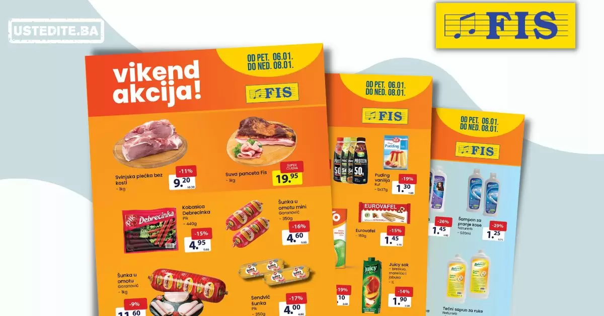 Fis vikend akcija ⇢ SUPER SNIŽENJE 6-8.1.2023. - ustedite.ba
