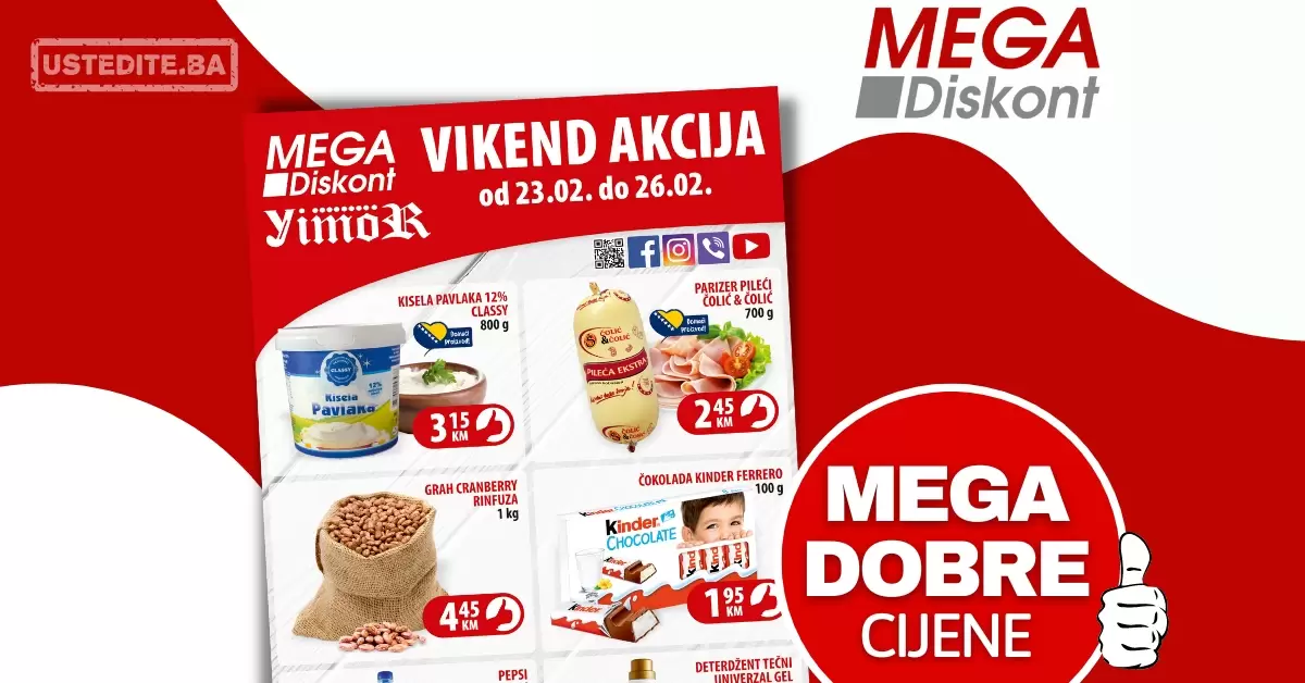Mega Diskont vikend akcija 22-26.2.2023. - ustedite.ba