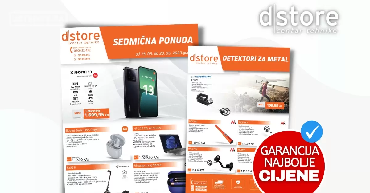 Dstore CENTAR TEHNIKE sedmična ponuda 15-20.05.2023. - ustedite.ba