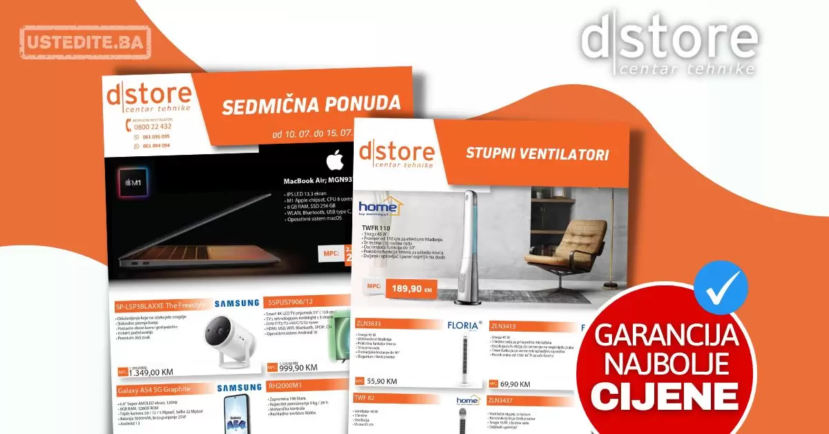 Dstore CENTAR TEHNIKE -sedmična AKCIJA 10-15.7.2023. - ustedite.ba