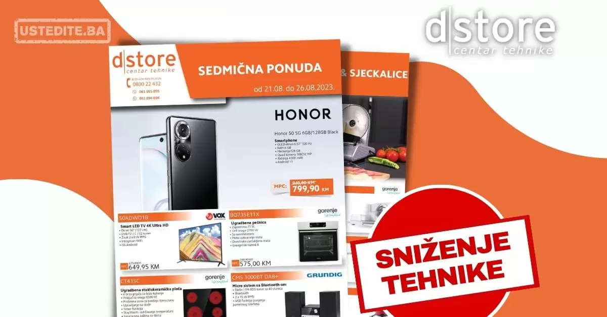 Dstore SNIŽENJE TEHNIKE 21-26.8.2023. - ustedite.ba