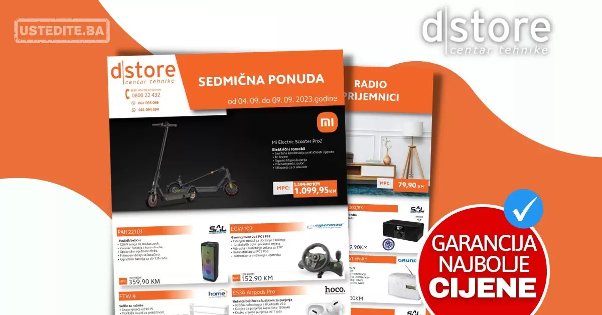 Dstore SEDMIČNA AKCIJA 4-9.9.2023. - ustedite.ba