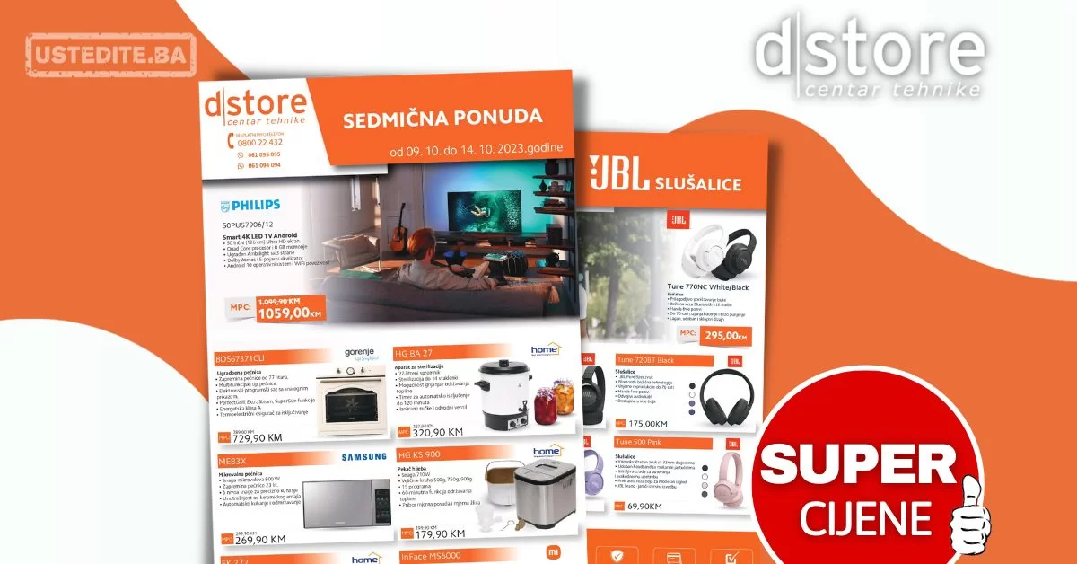 Dstore SEDMIČNA AKCIJA 9-14.10.2023. - ustedite.ba