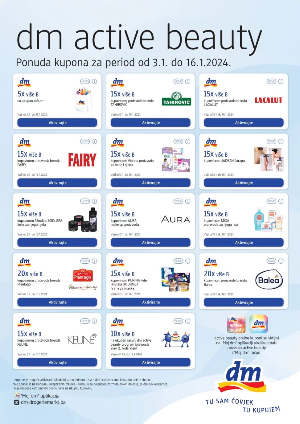 dm kuponi - dm active beauty - akcija do 16.1.2024. - ustedite.ba