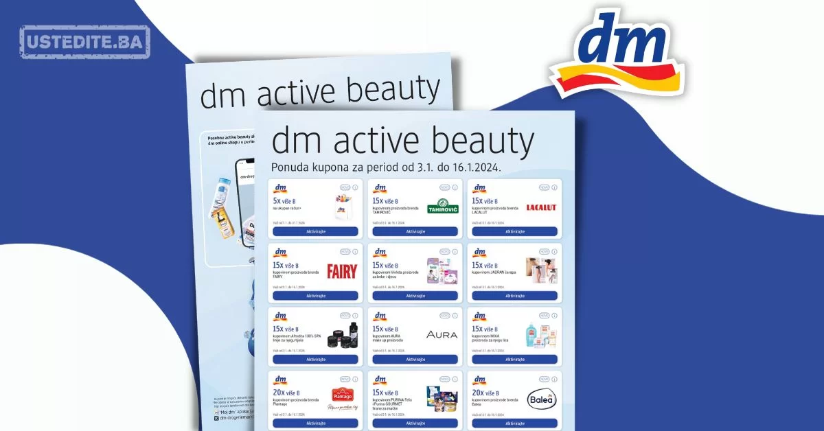 dm kuponi - dm active beauty - akcija do 16.1.2024. - ustedite.ba