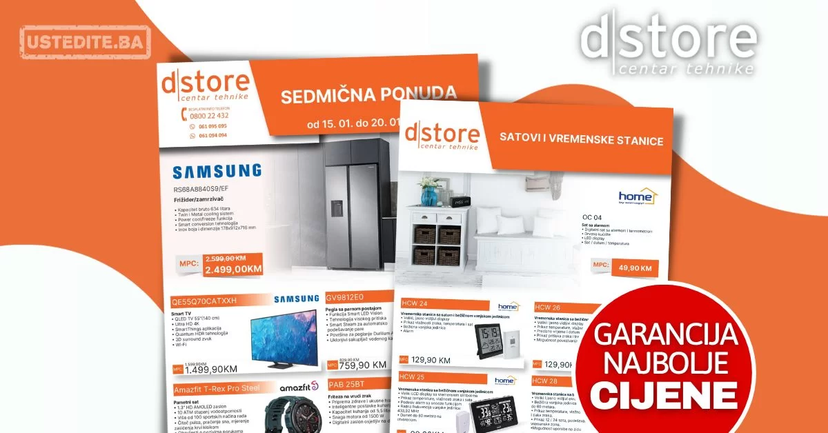 Dstore SEDMIČNA AKCIJA 15-20.1.2024. - ustedite.ba