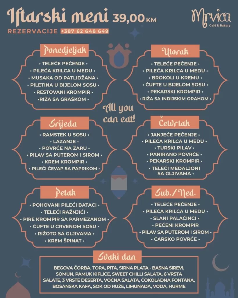 Mrvica IFTARSKI MENI 2024. 📍 Sarajevo - ustedite.ba