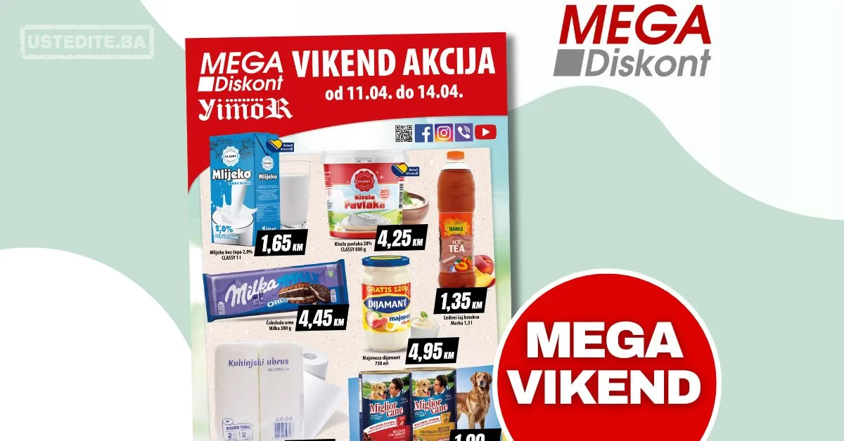 Mega Diskont vikend akcija 11-14.4.2024. - ustedite.ba