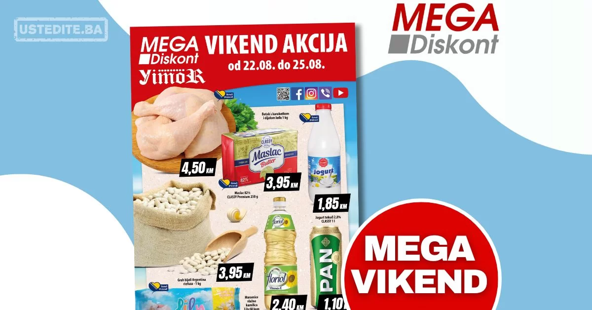 Mega Diskont vikend akcija 22-25.8.2024. - ustedite.ba