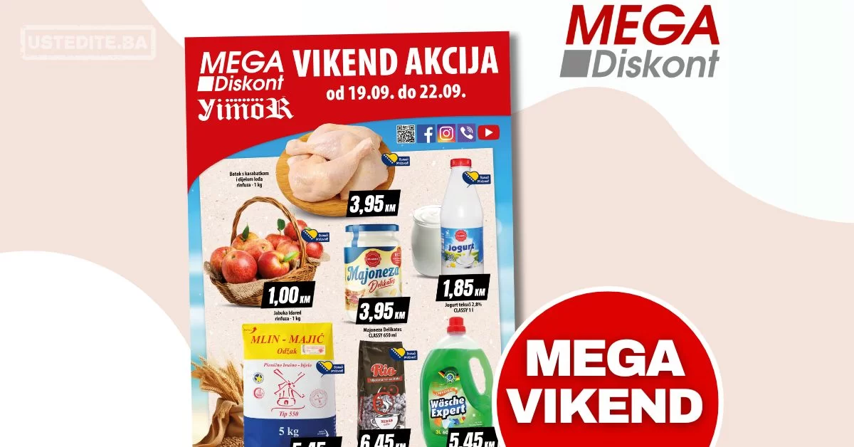 Mega Diskont vikend akcija 19-22.9.2024. - ustedite.ba