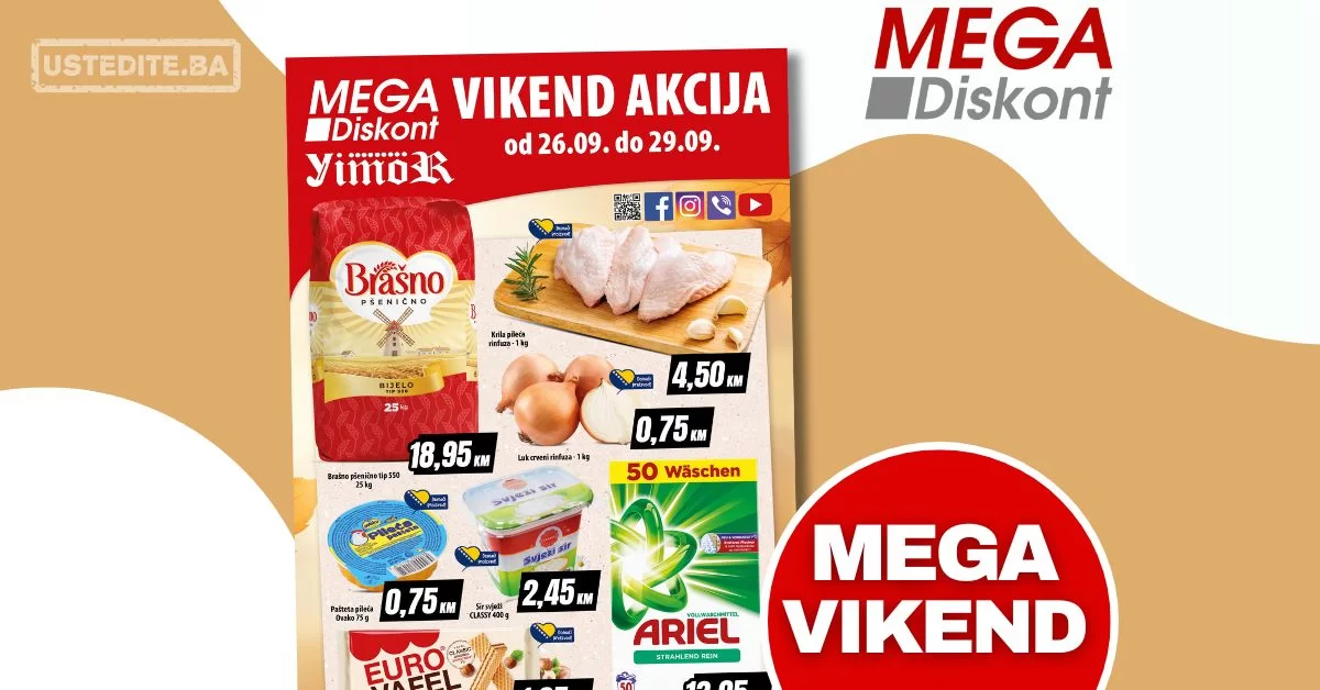 Mega Diskont vikend akcija 26-29.9.2024. - ustedite.ba