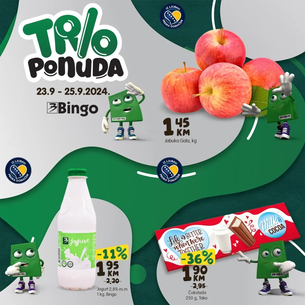 Bingo akcija TRIO PONUDA 23-25.9.2024. - ustedite.ba