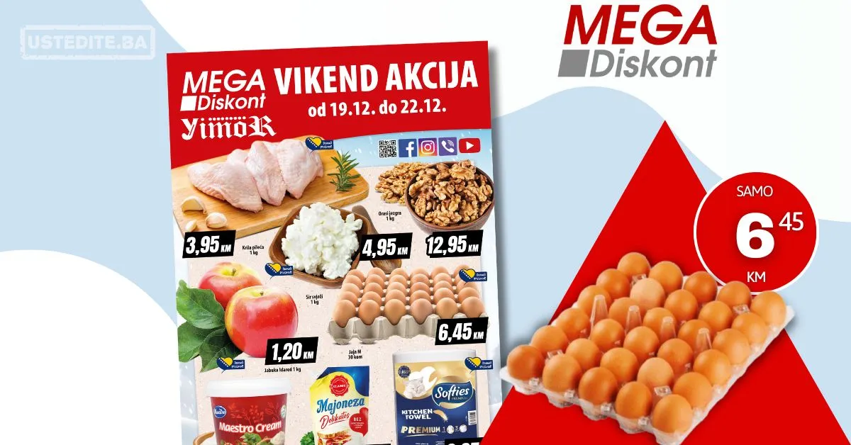 Mega Diskont vikend akcija 19-22.12.2024. - ustedite.ba
