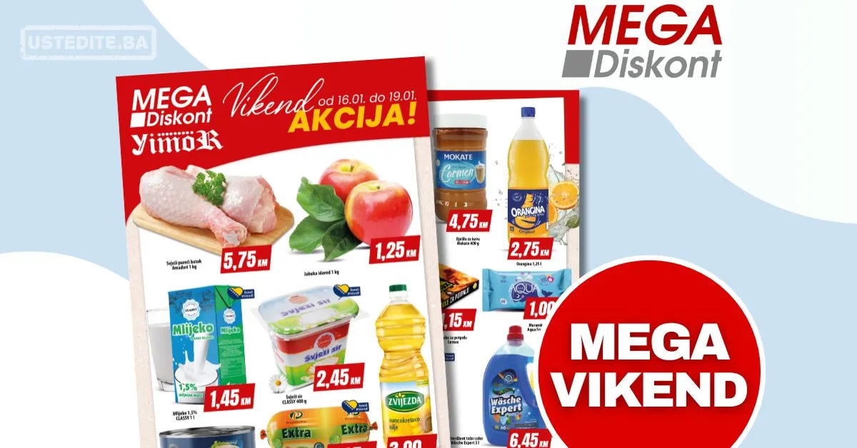 Mega Diskont vikend akcija 16-19.1.2025. - ustedite.ba