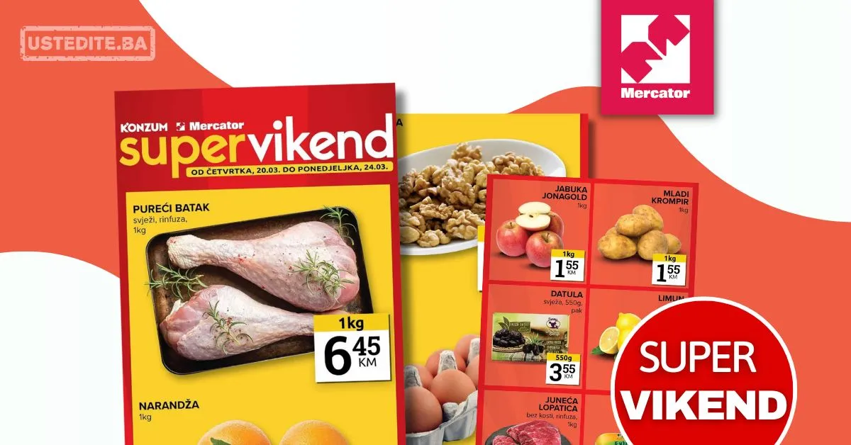 Mercator vikend akcija 20-24.3.2025. - ustedite.ba
