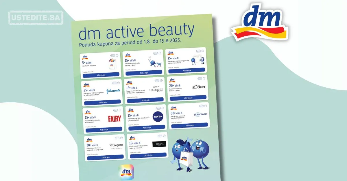dm KUPONI – dm active beauty – akcija do 15.8.2025. - ustedite.ba