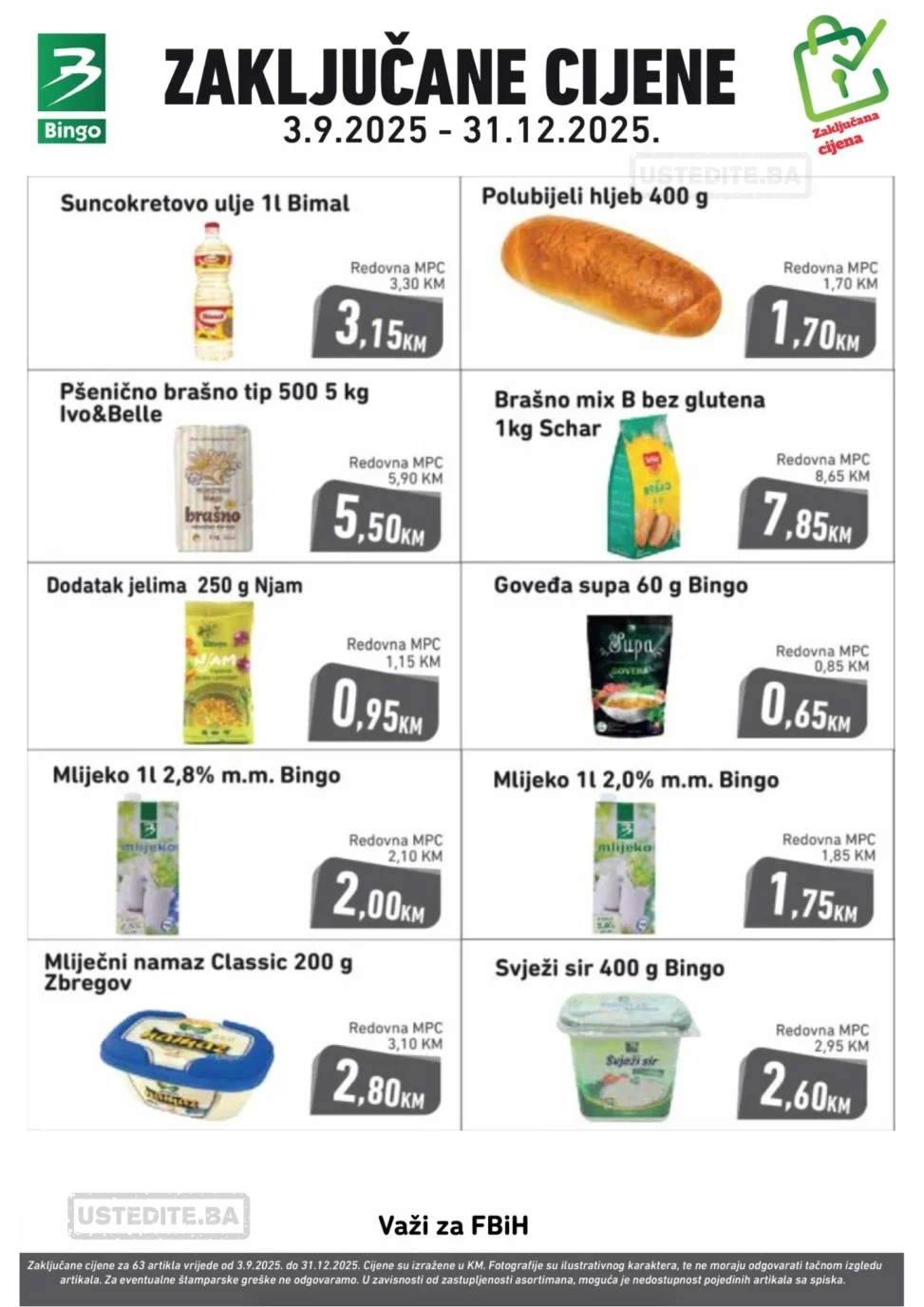 Bingo ZAKLJUČANE CIJENE 1.9-31.12.2025. - ustedite.ba