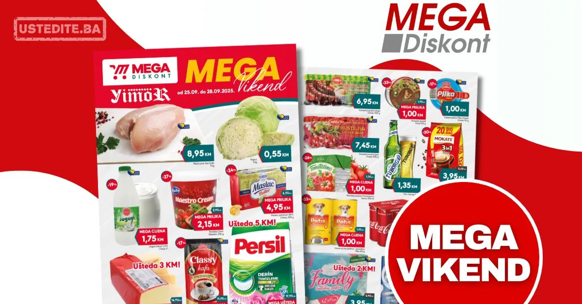 Mega Diskont vikend akcija 25-28.9.2025. - ustedite.ba