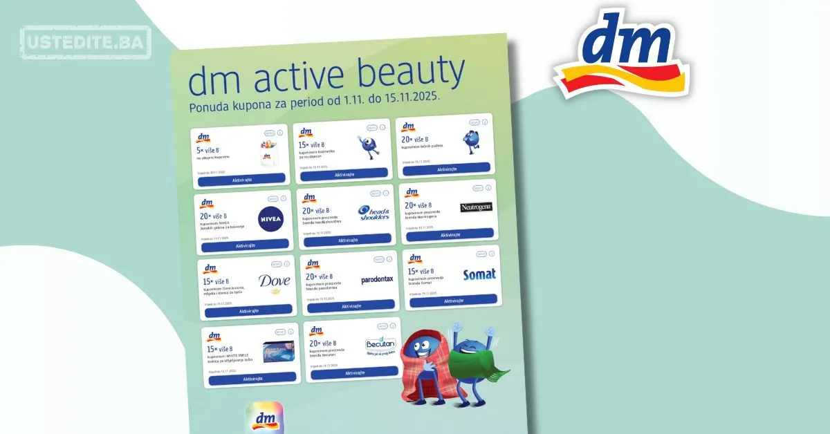 dm KUPONI – dm active beauty – akcija do 15.11.2025. - ustedite.ba