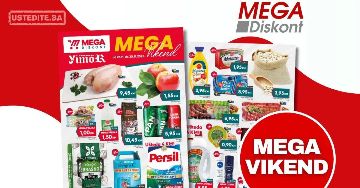 Mega Diskont vikend akcija 27-30.11.2025. - ustedite.ba