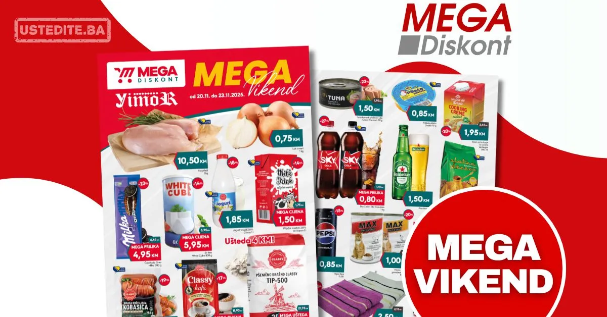 Mega Diskont vikend akcija 20-23.11.2025. - ustedite.ba