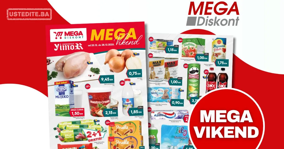 Mega Diskont vikend akcija 25-28.12.2025. - ustedite.ba