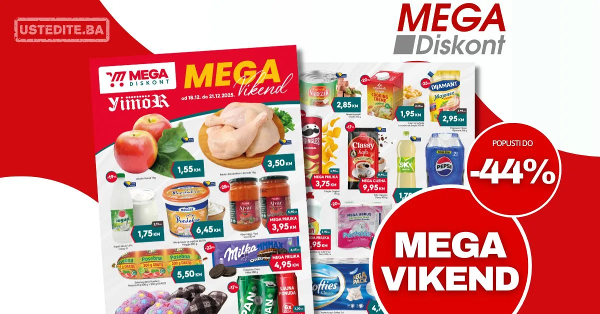 Mega Diskont vikend akcija 18-21.12.2025. - ustedite.ba