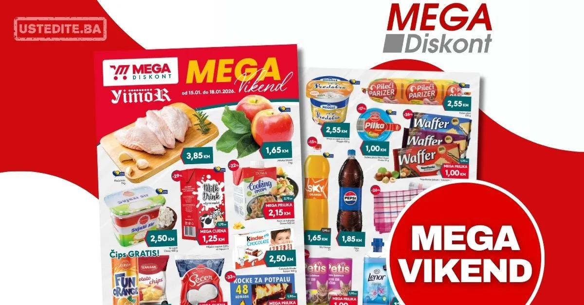 Mega Diskont vikend akcija 15-18.1.2026. - ustedite.ba