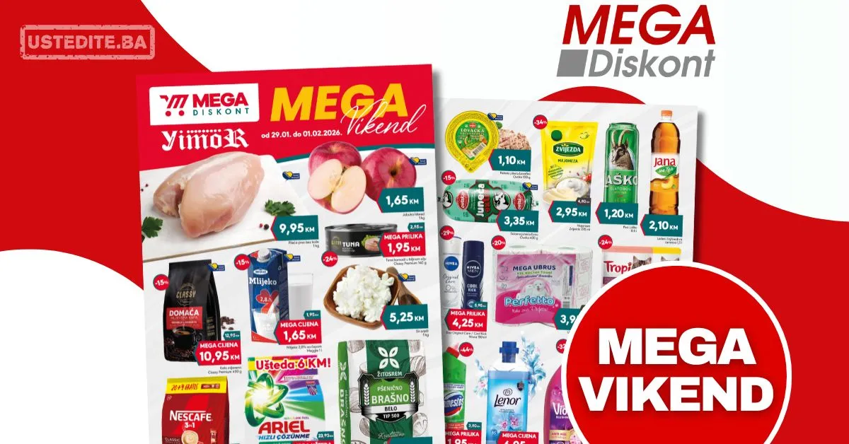 Mega Diskont vikend akcija 29.1-1.2.2026. - ustedite.ba