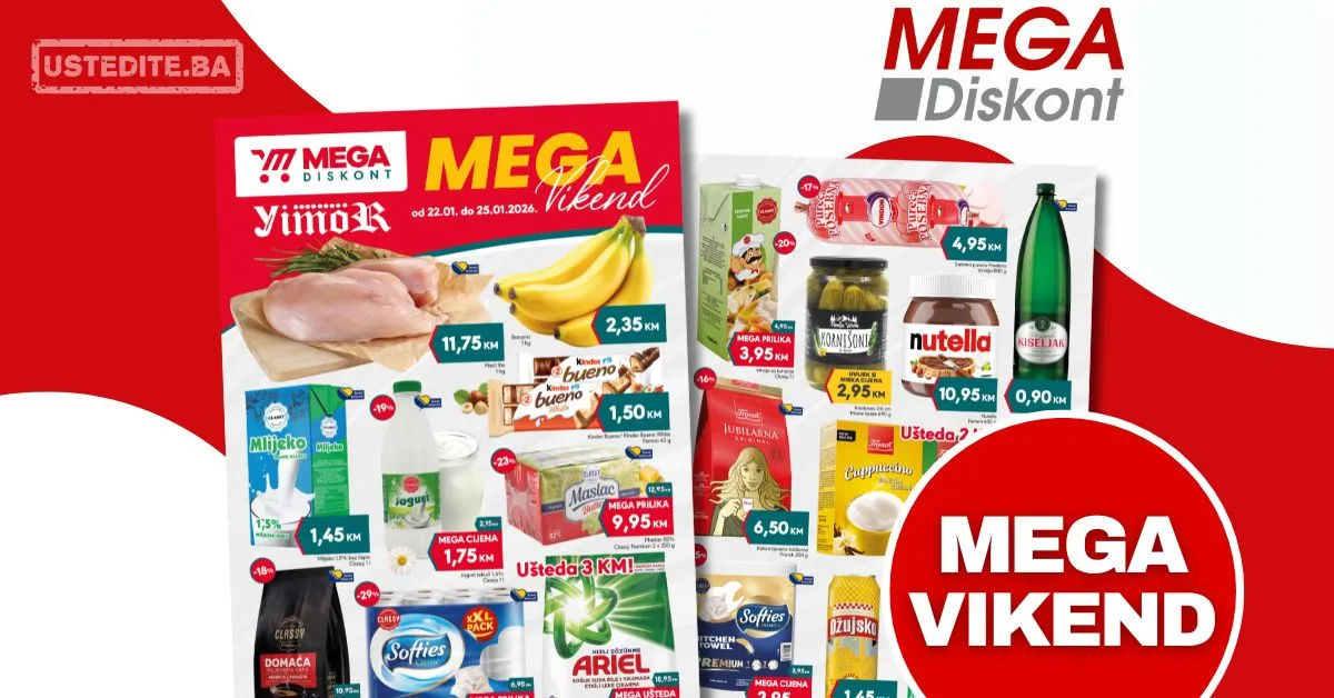 Mega Diskont vikend akcija 22-25.1.2026. - ustedite.ba