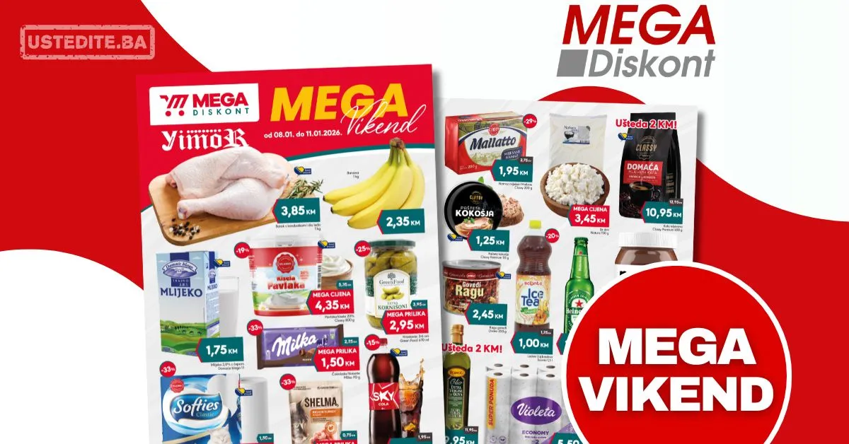Mega Diskont vikend akcija 8-11.1.2026. - ustedite.ba